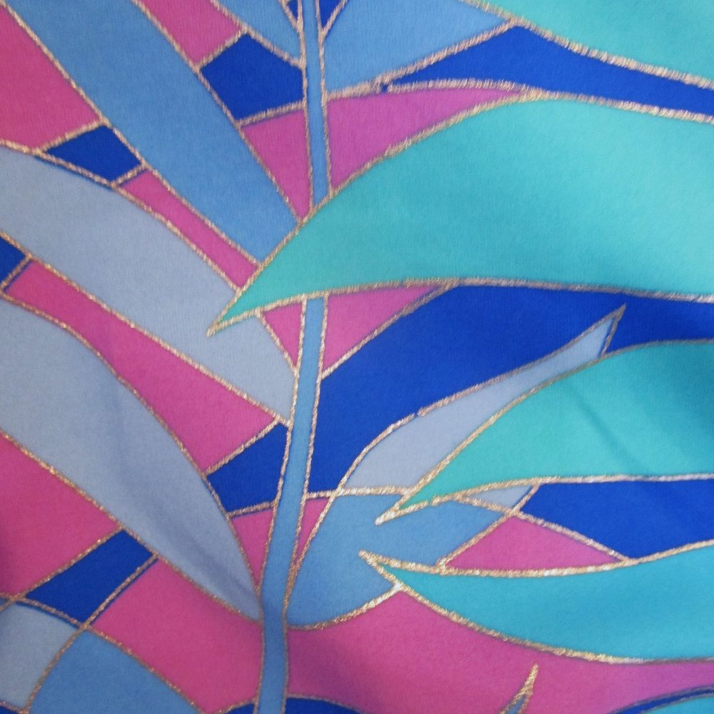 Tropical One Piece Shirred Swimsuit Aqua Fuchsia Pink… - Gem